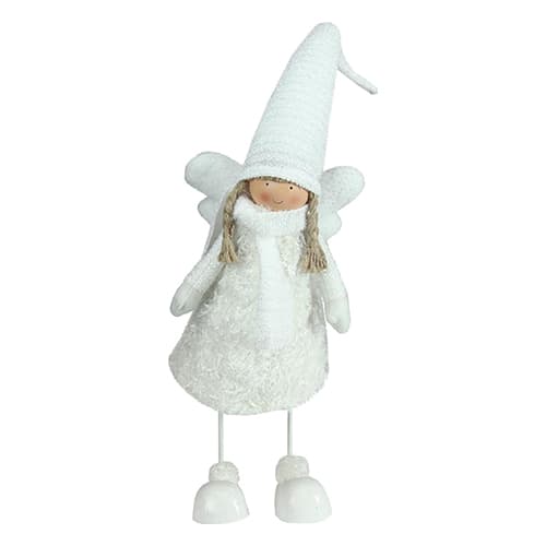 26.75 White Bobble Girl Angel Christmas Tabletop Figurine  One Size  White