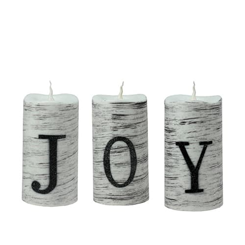 Northlight Set of 3 Battery Operated Joy Led Christmas Candle Decorations 6 - White