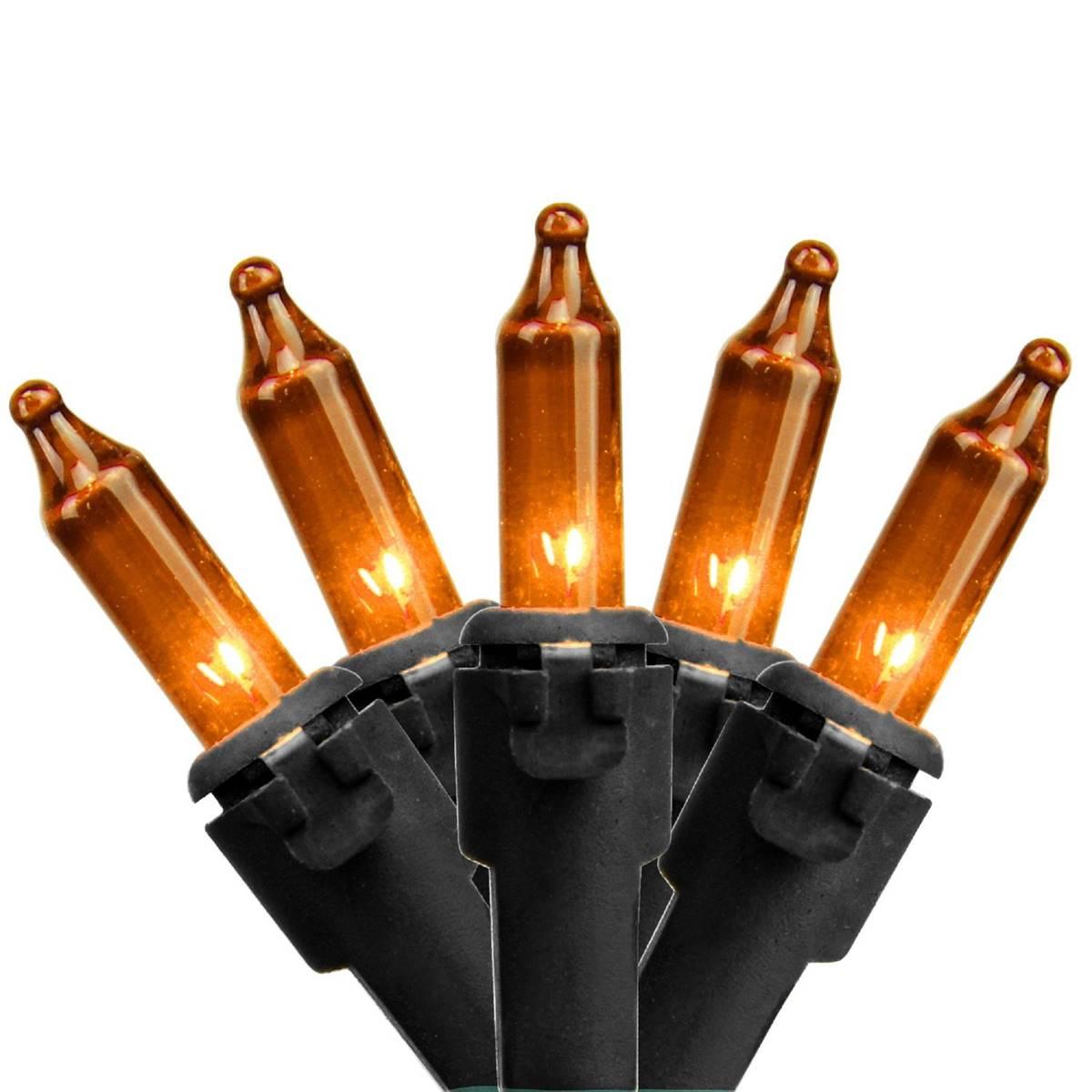 Northlight Set of 50 Orange Mini Christmas Lights 2.5 Spacing - Black Wire - Orange