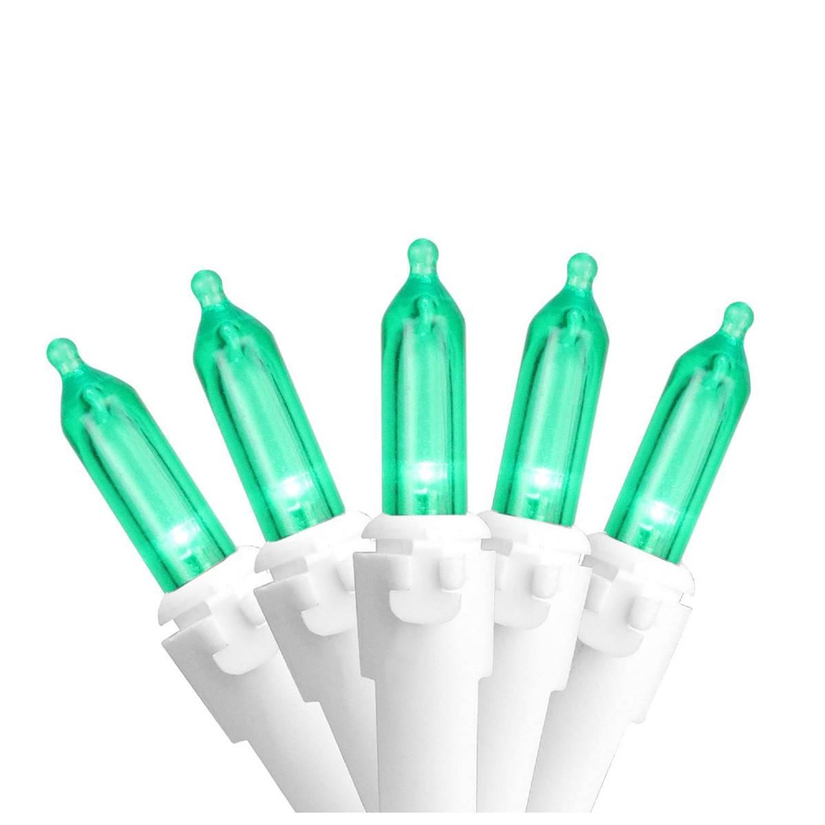 Northlight Set of 100 Green Led Mini Christmas Lights - 33 ft White Wire - Green