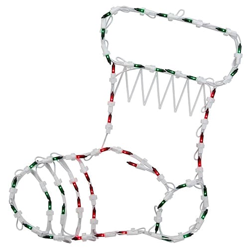 Northlight Lighted Stocking Christmas Window Decor  One Size  White