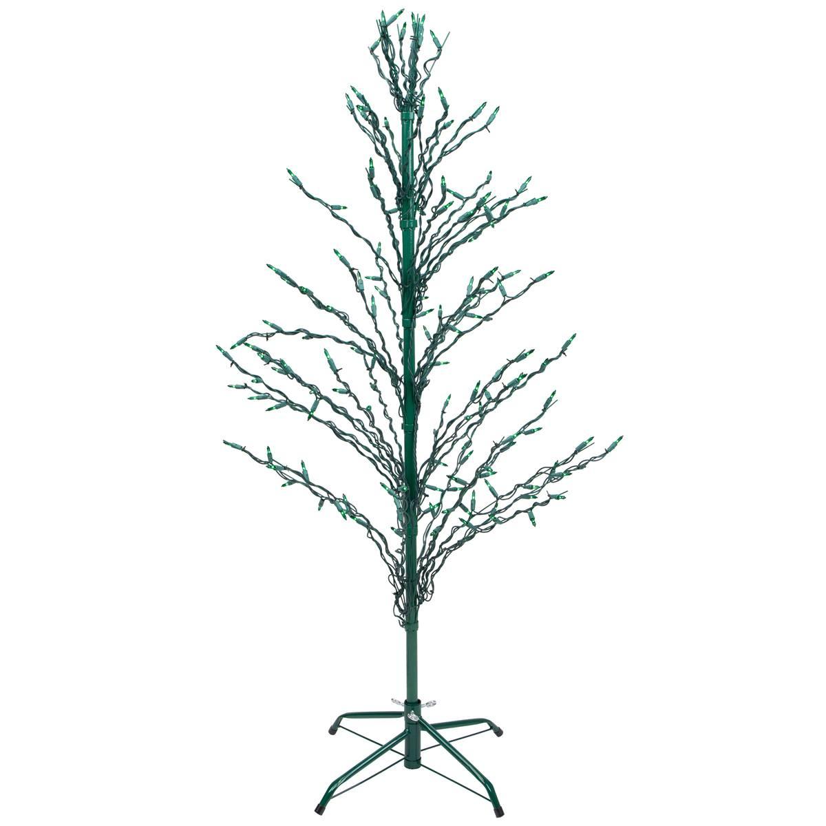 Northlight 4 Green Lighted Christmas Cascade Twig Tree Outdoor Decoration - Green Lights - Green