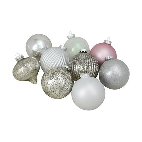 Northlight 3-Finish Ball And Onion 9-pc. Christmas Ornament  One Size  Silver