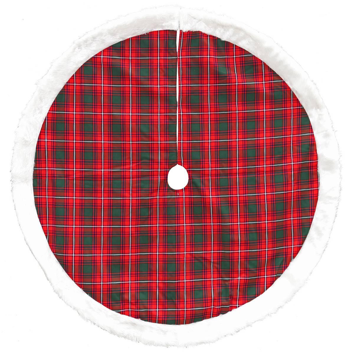 Click here for Dyno 48in. Red and White Plaid Border Christmas Tr... prices