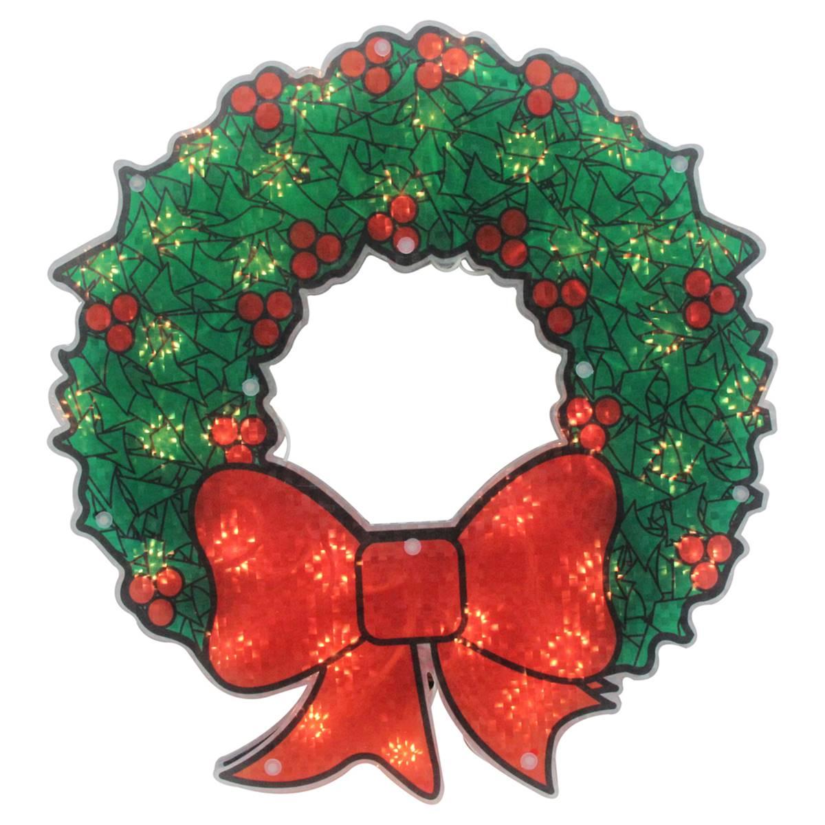 Northlight 15in Prelit Wreath Christmas Window Decor  One Size  Green