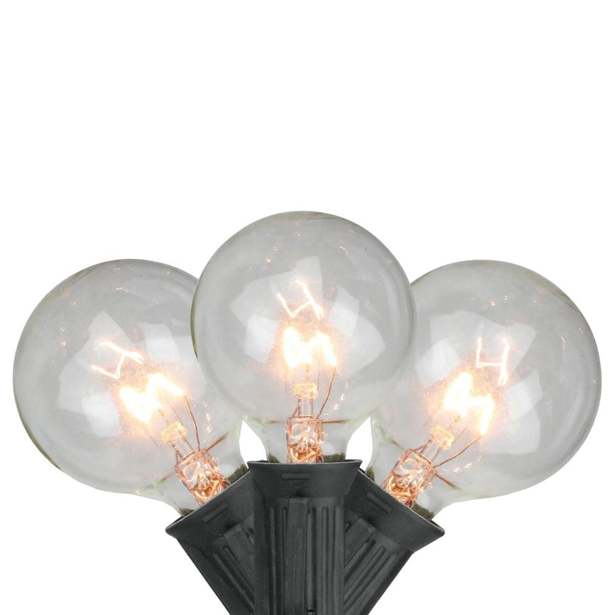 20 Count Clear G50 Globe Patio Lights with 19 Black Wire - Clear
