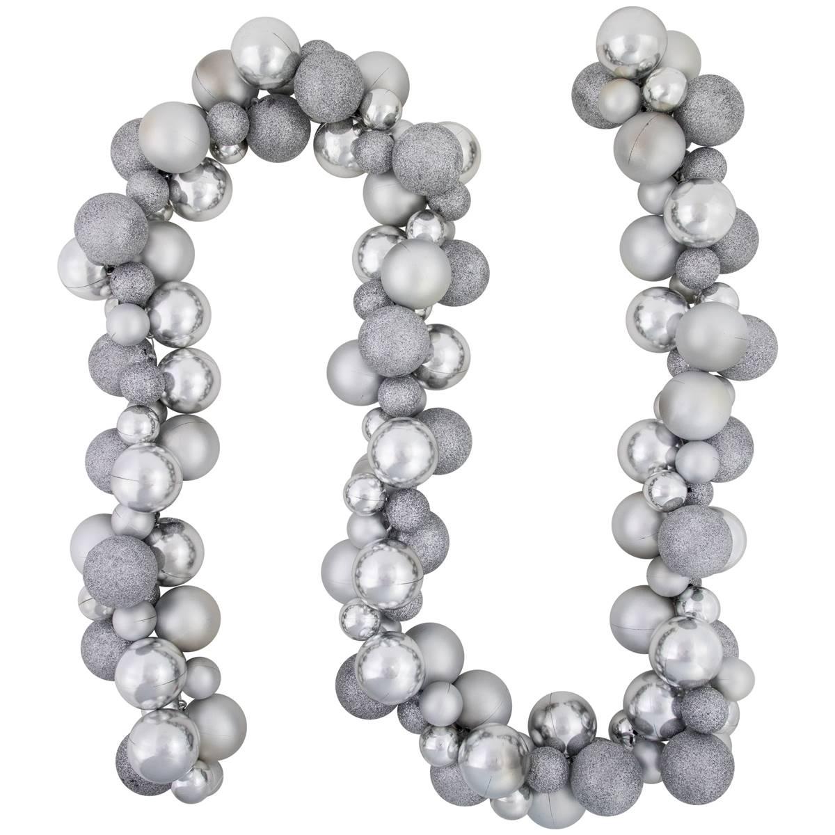 Northlight 6 Shatterproof Ball 3 - Finish Christmas Garland - Silver