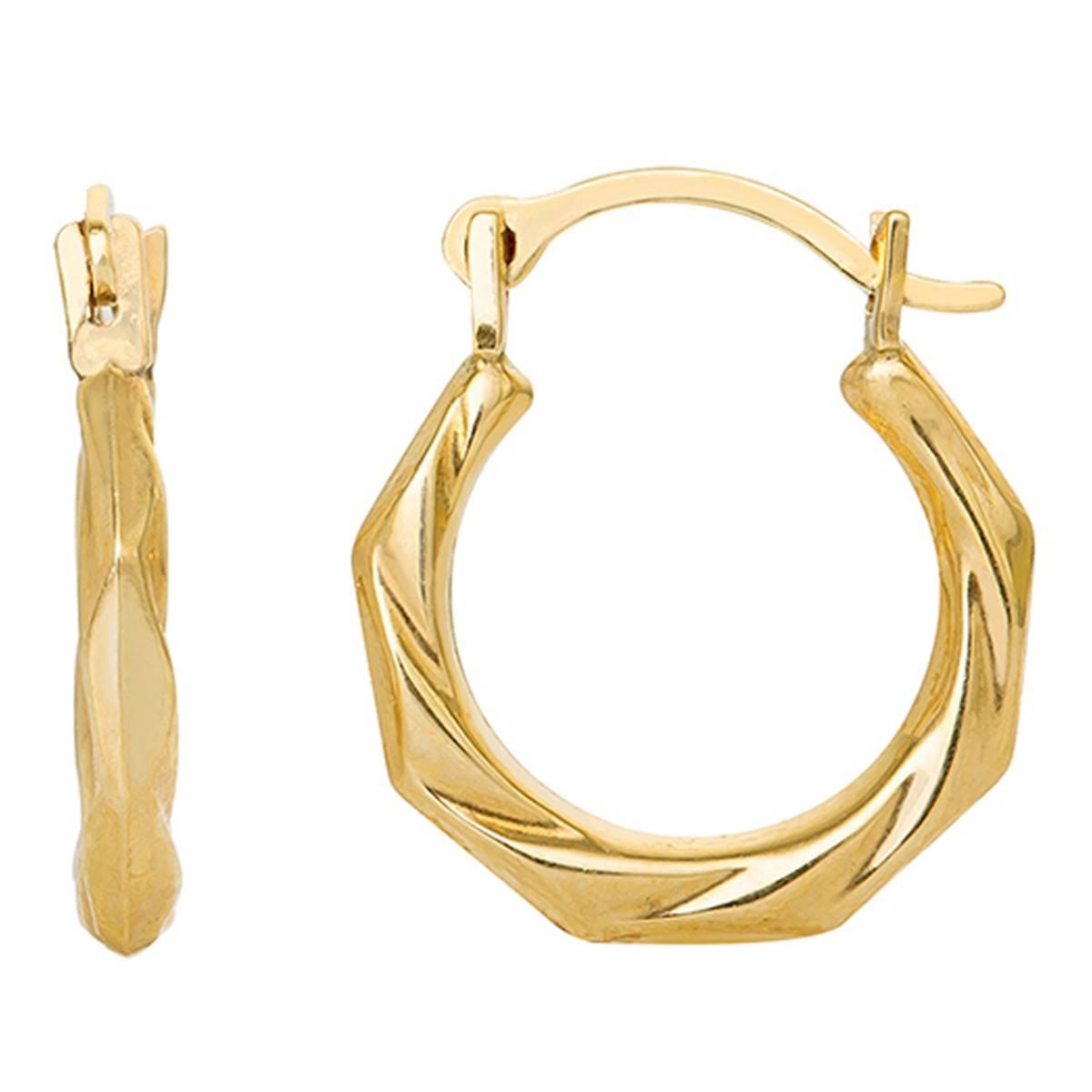 Click here for 10kt. Yellow Gold Ribbed Hoop Earrings prices