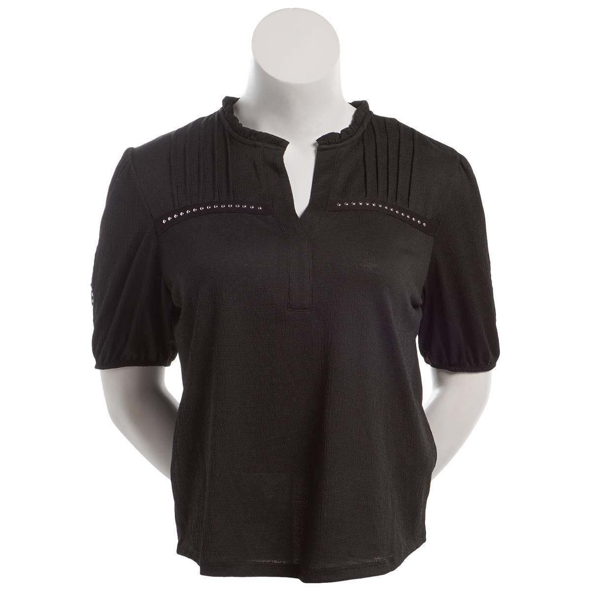 Click here for Womens Como Blu Short Sleeve Crinkle Crepe Studded... prices