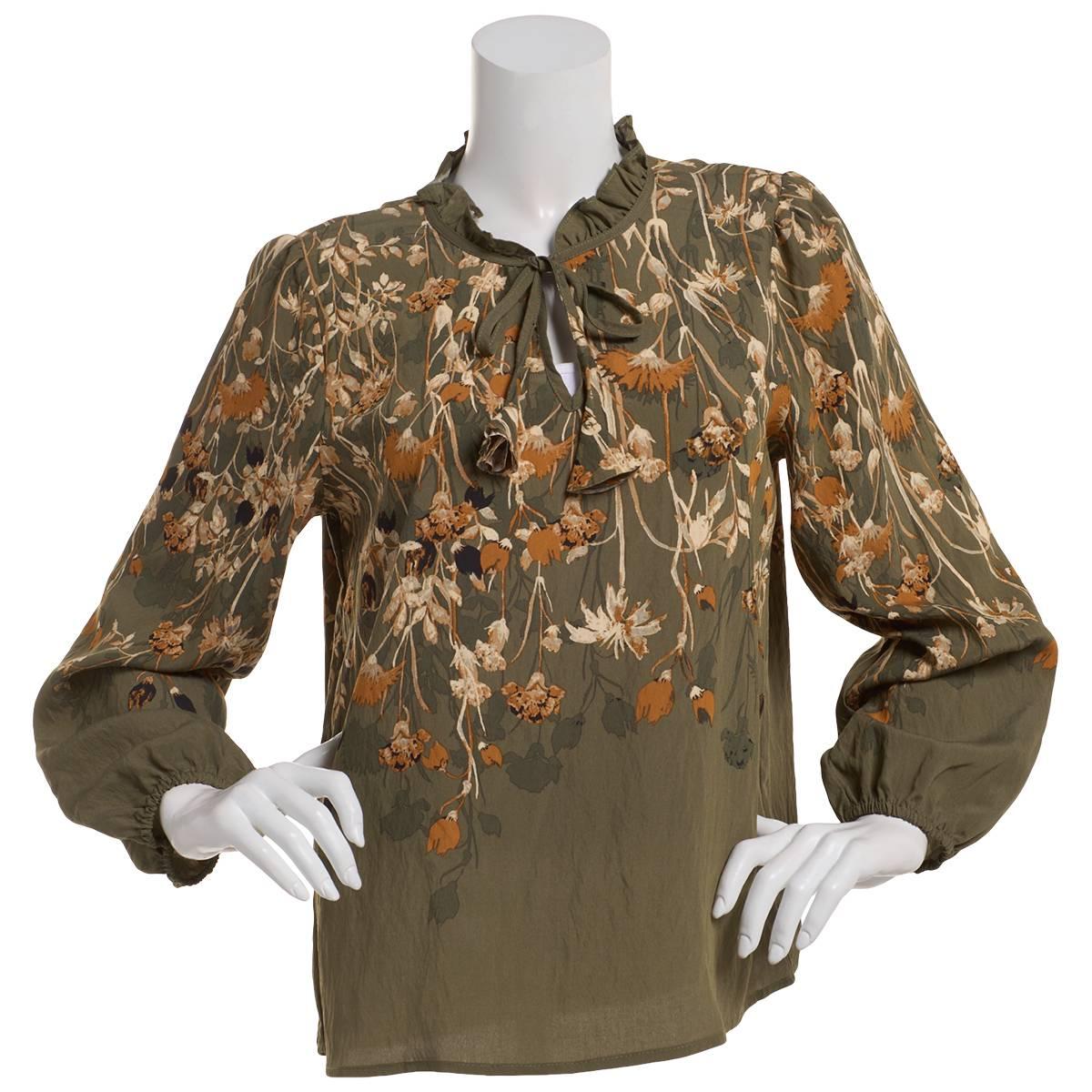 Click here for Womens Como Blu Long Sleeve Floral Ruffle Neck w/T... prices