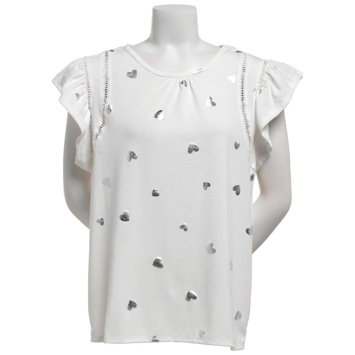 Click here for Womens Como Blu Cap Flutter Sleeve Foil Heart Blou... prices