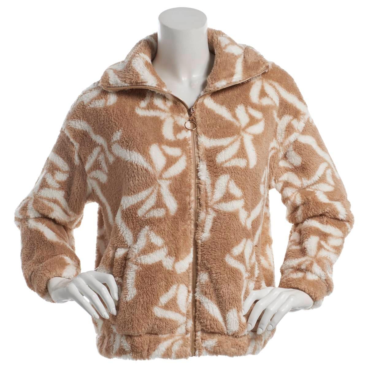 Click here for Womens Como Blu Funnel Neck Bow Zip Up Sherpa Jack... prices