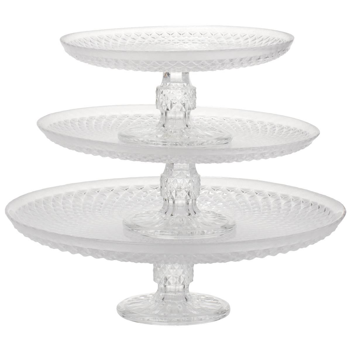 Click here for Circle Glass Treasure 3-Tier Diamond-Cut Cake Plat... prices