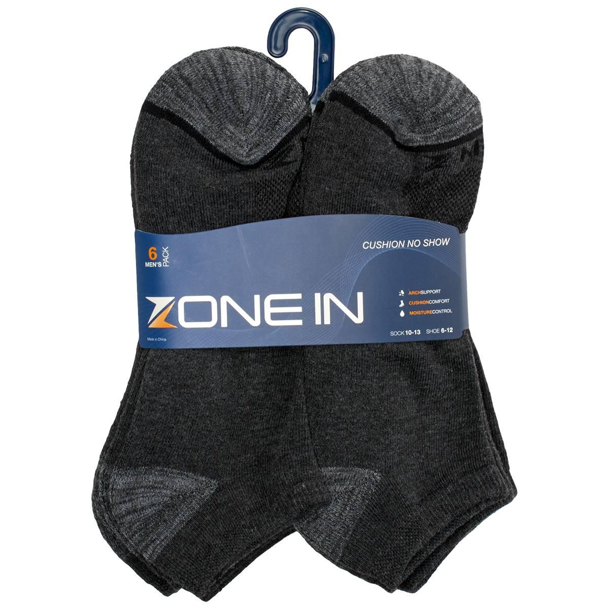 Click here for Mens Zone In 6pk. No Show Marled/Color Block Cushi... prices