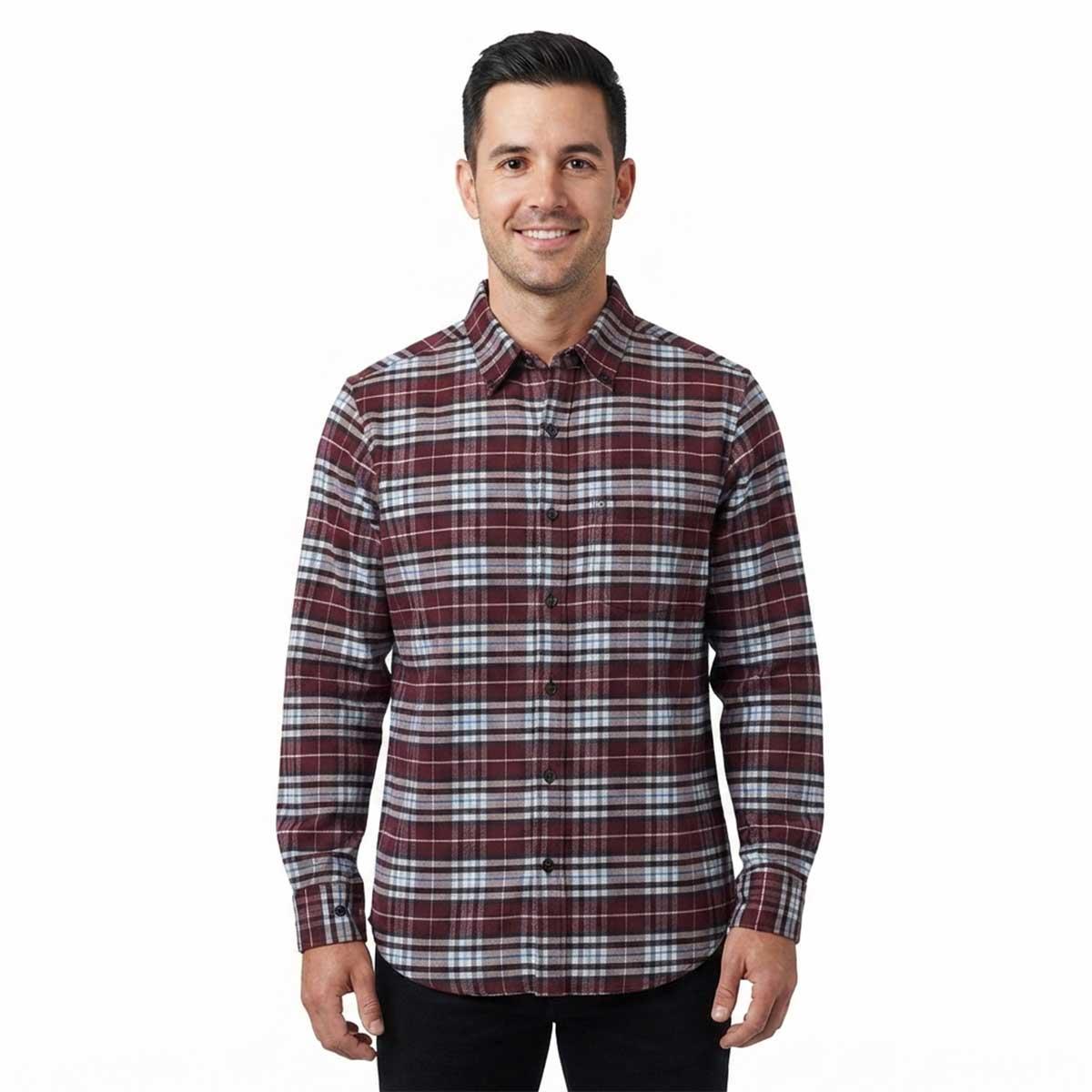 Click here for Mens Jackson Hole Flannel Shirt - Burgundy/White prices