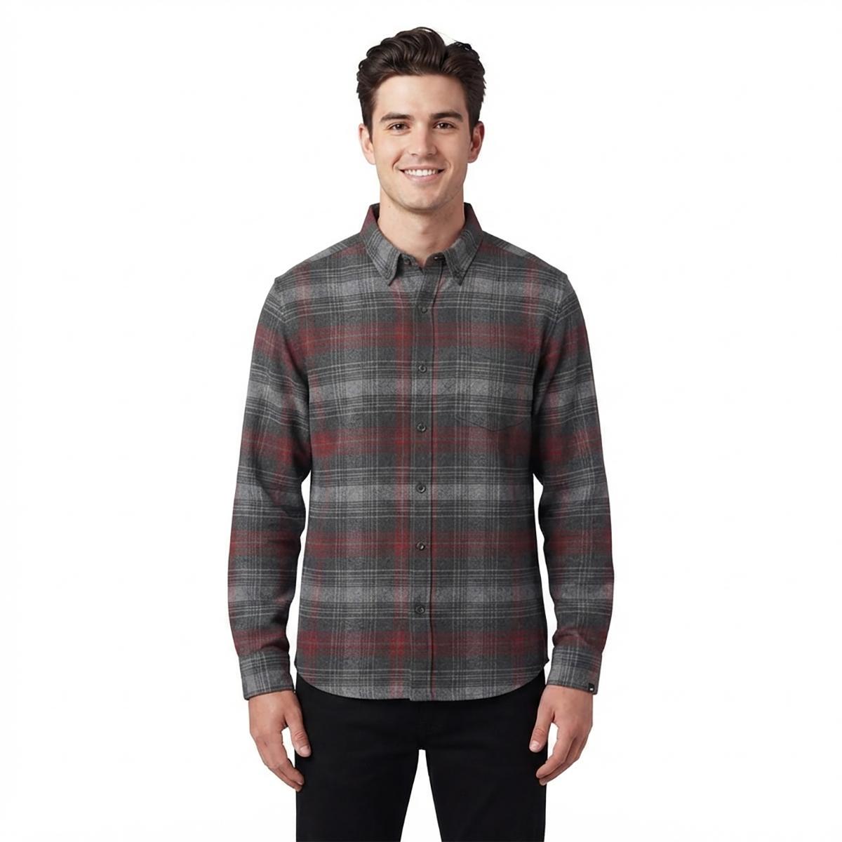 Click here for Mens Jackson Hole Flannel Shirt - Grey & Burgundy prices