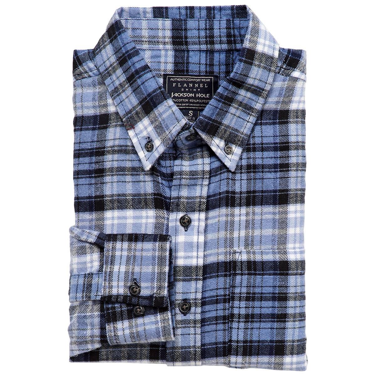 Click here for Mens Jackson Hole Long Sleeve Flannel Shirt - Blue... prices