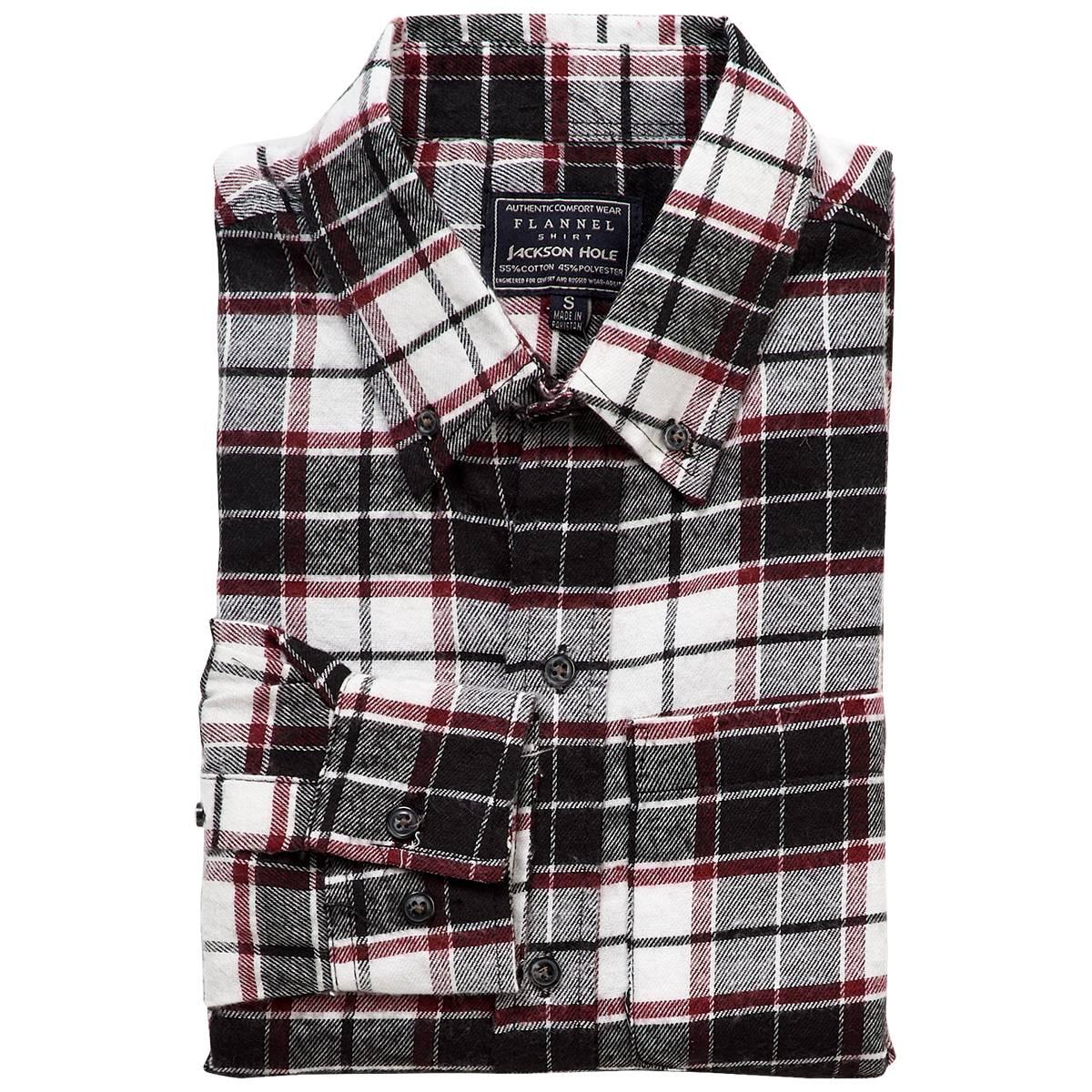 Click here for Mens Jackson Hole Long Sleeve Flannel Shirt - Burg... prices