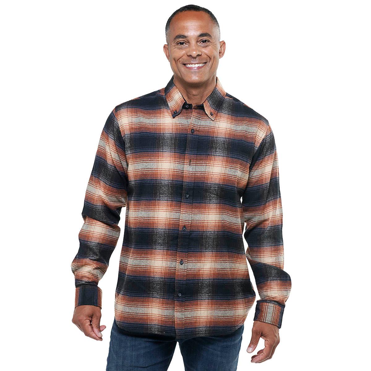 Click here for Mens Jackson Hole Long Sleeve Flannel Shirt - Rust... prices