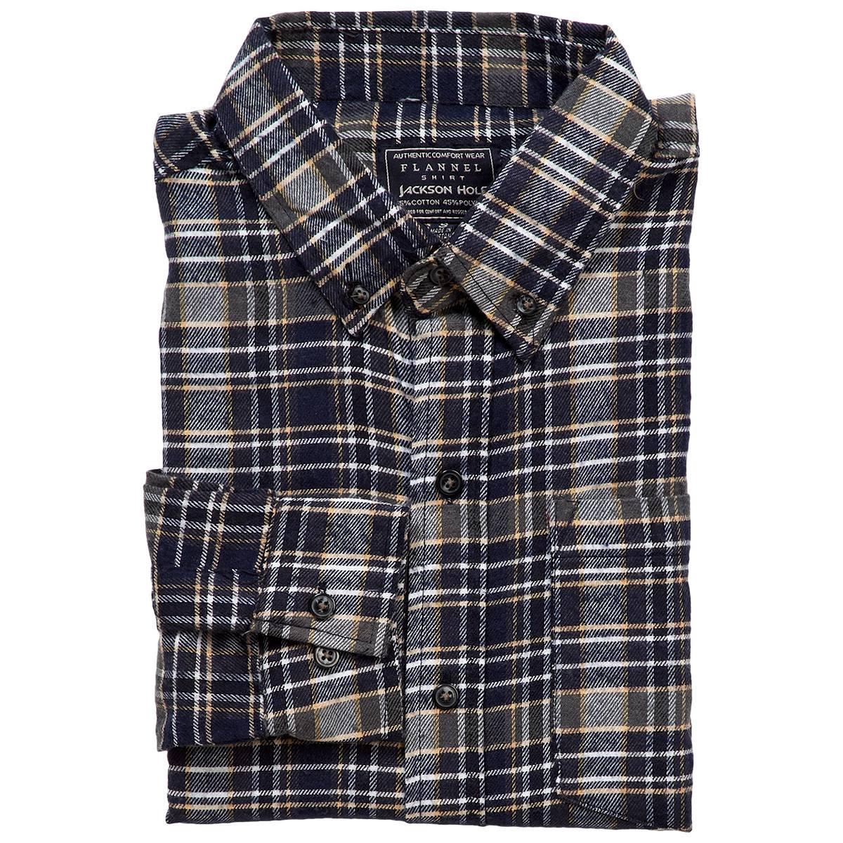 Click here for Mens Jackson Hole Long Sleeve Flannel Shirt - Navy... prices