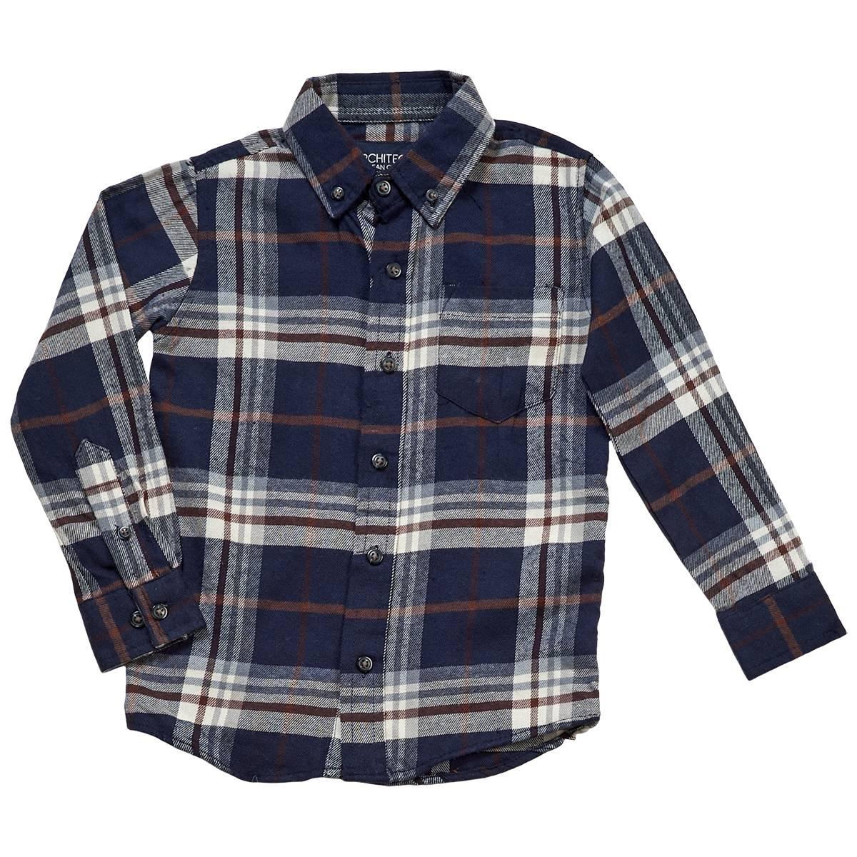 Click here for Boys (4-7) Architect(R) Flannel Shirt - Navy/Brown prices
