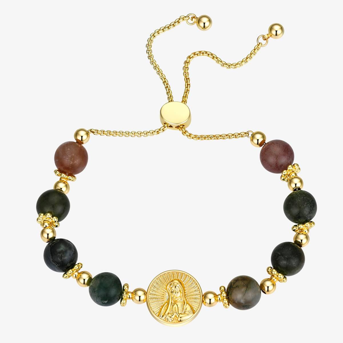 Click here for Shine Fancy Jasper Virgin Mary Beaded Adjustable B... prices