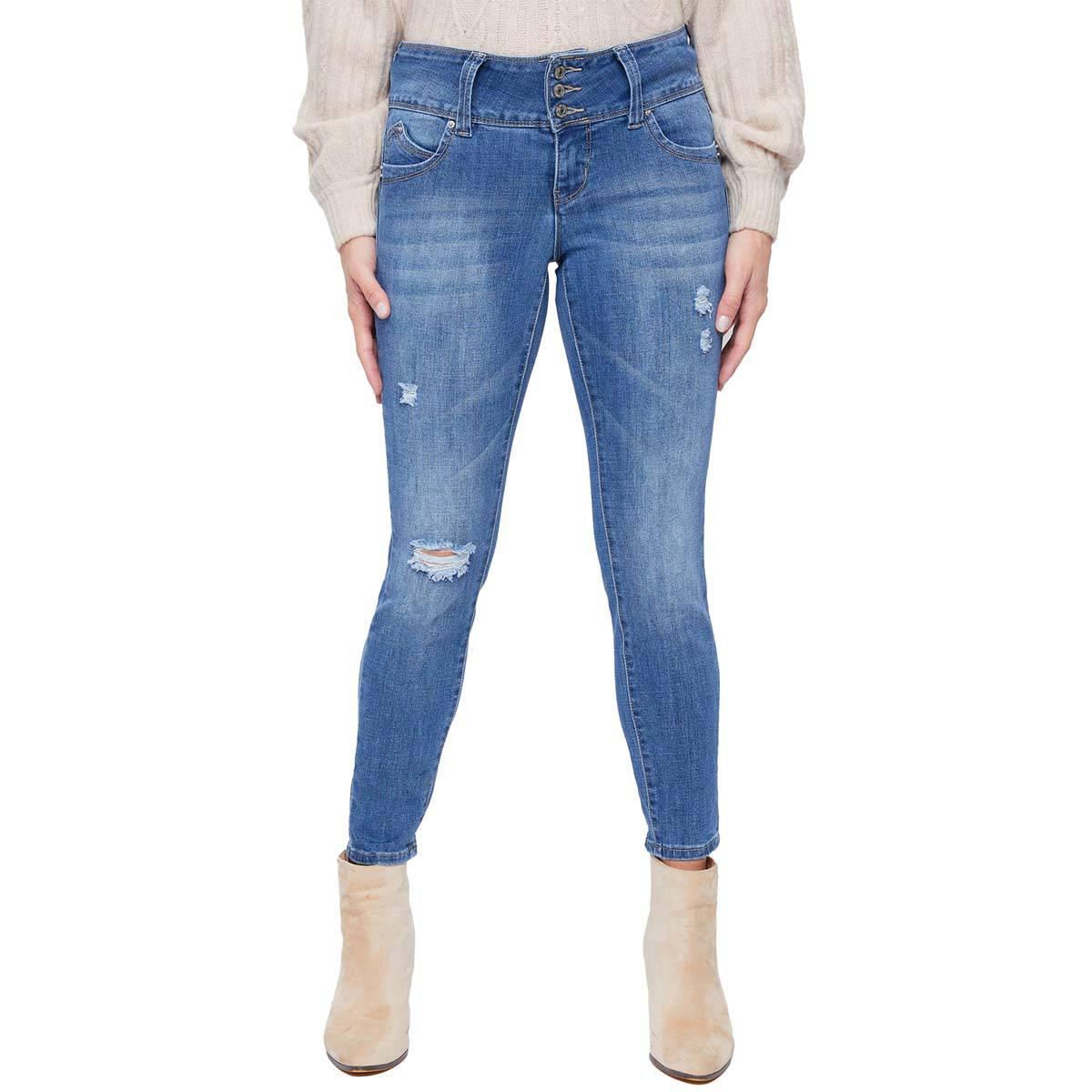 Click here for Petite Royalty WannaBettaButt Mid Rise Distressed... prices