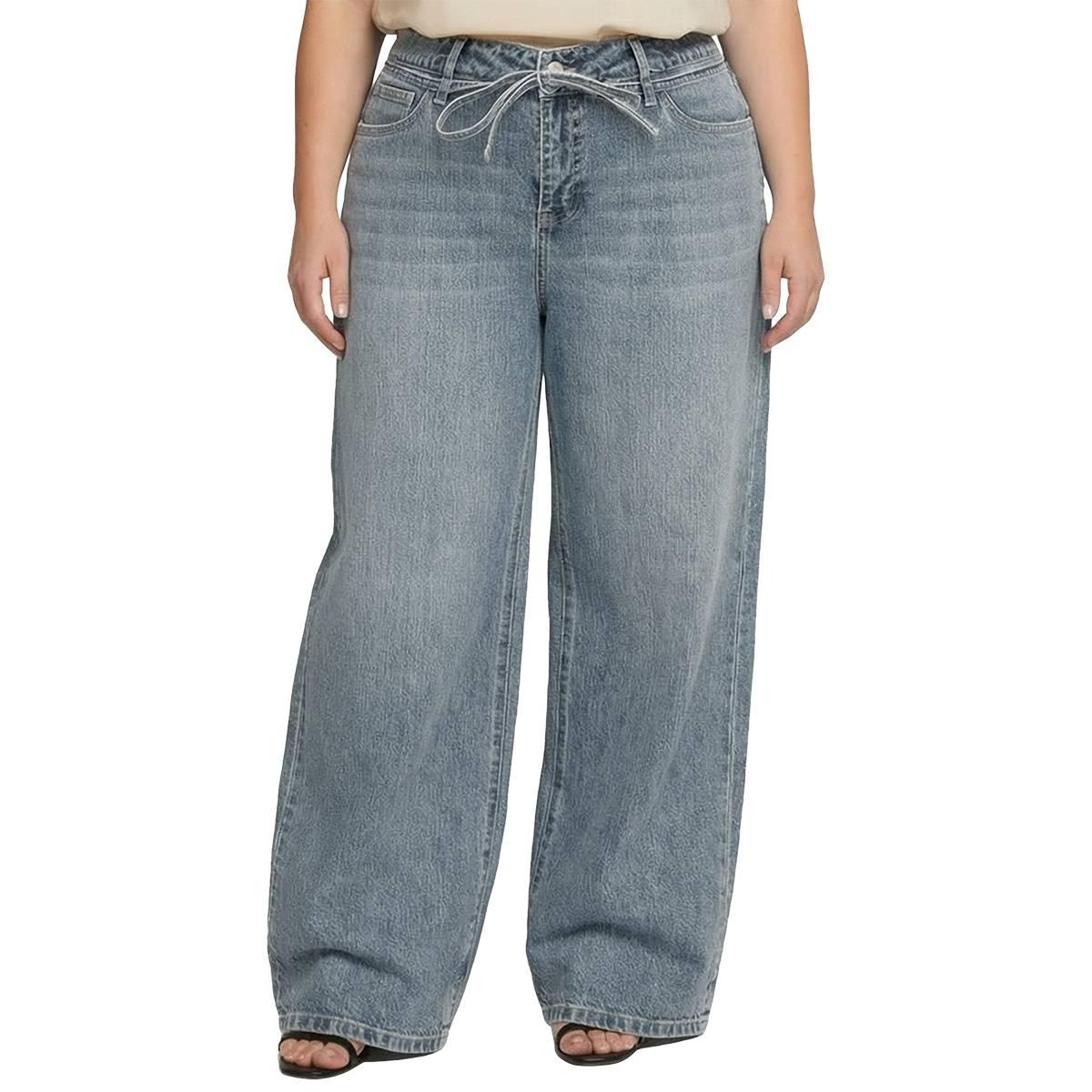 Click here for Plus Size Royalty Tie Front Wide Leg Jeans prices
