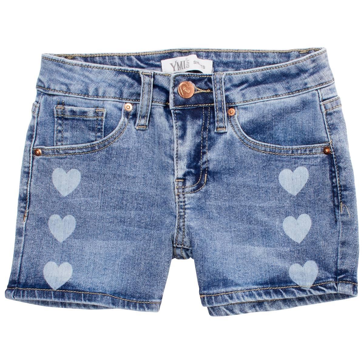 Click here for Girls (7-14) YMI(R) Three Hearts Denim Shorts prices
