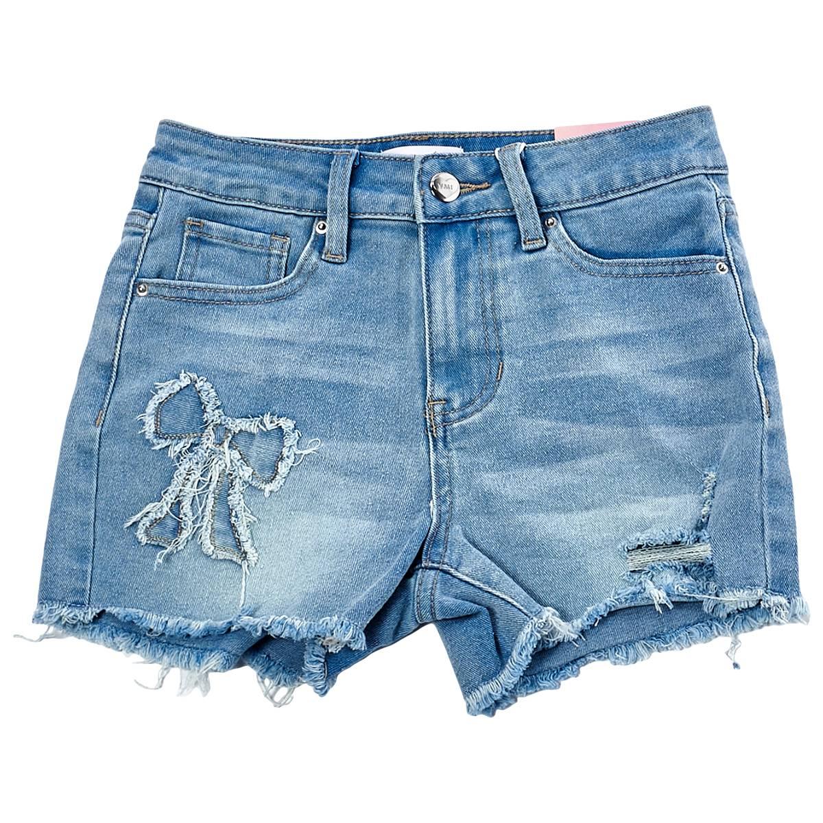 Click here for Girls (7-14) YMI(R) Denim Bow Patch Shorts prices