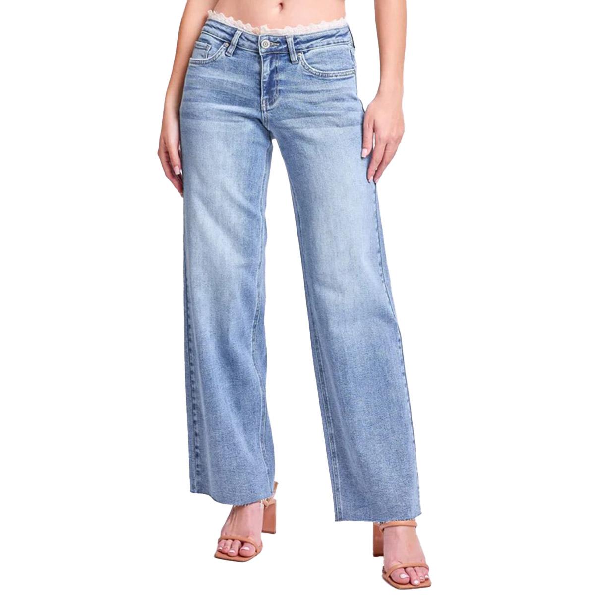 Click here for Juniors YMI(R) Low Rise Lace Trim Wide Leg Jeans prices