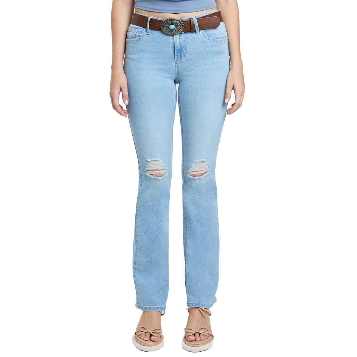 Click here for Juniors YMI(R) Mid Rise Ripped Bootcut Jeans with... prices