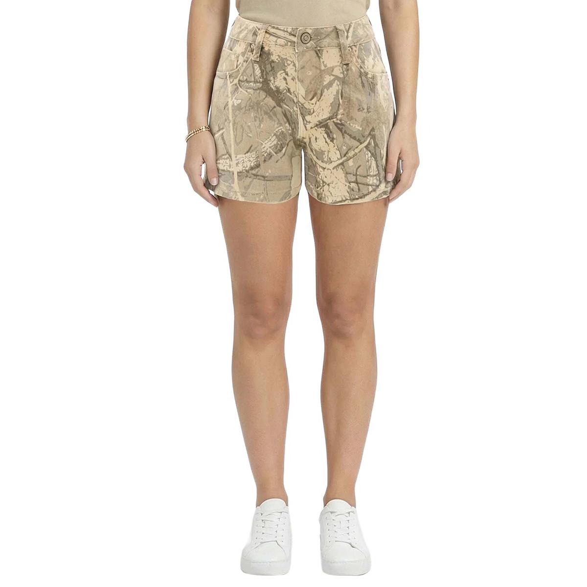 Click here for Juniors YMI(R) Camo Denim Mid Rise Printed Shorts prices