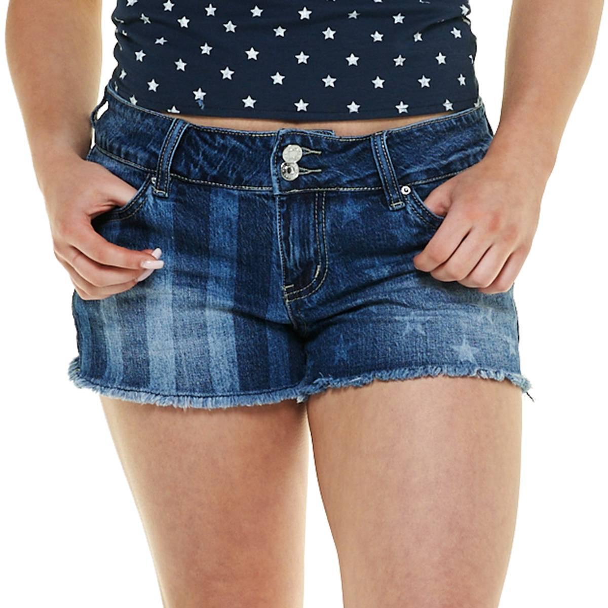 Click here for Juniors YMI Faded Americana Denim Shorts prices