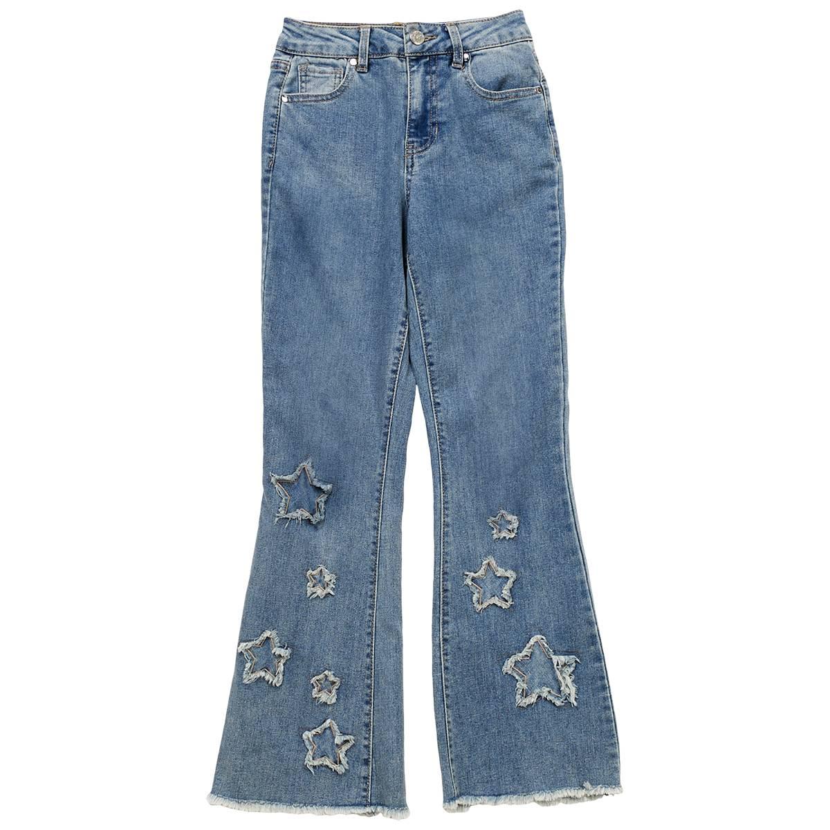 Click here for Girls (7-14) YMI(R) Frayed Star Patch Flared Jeans prices