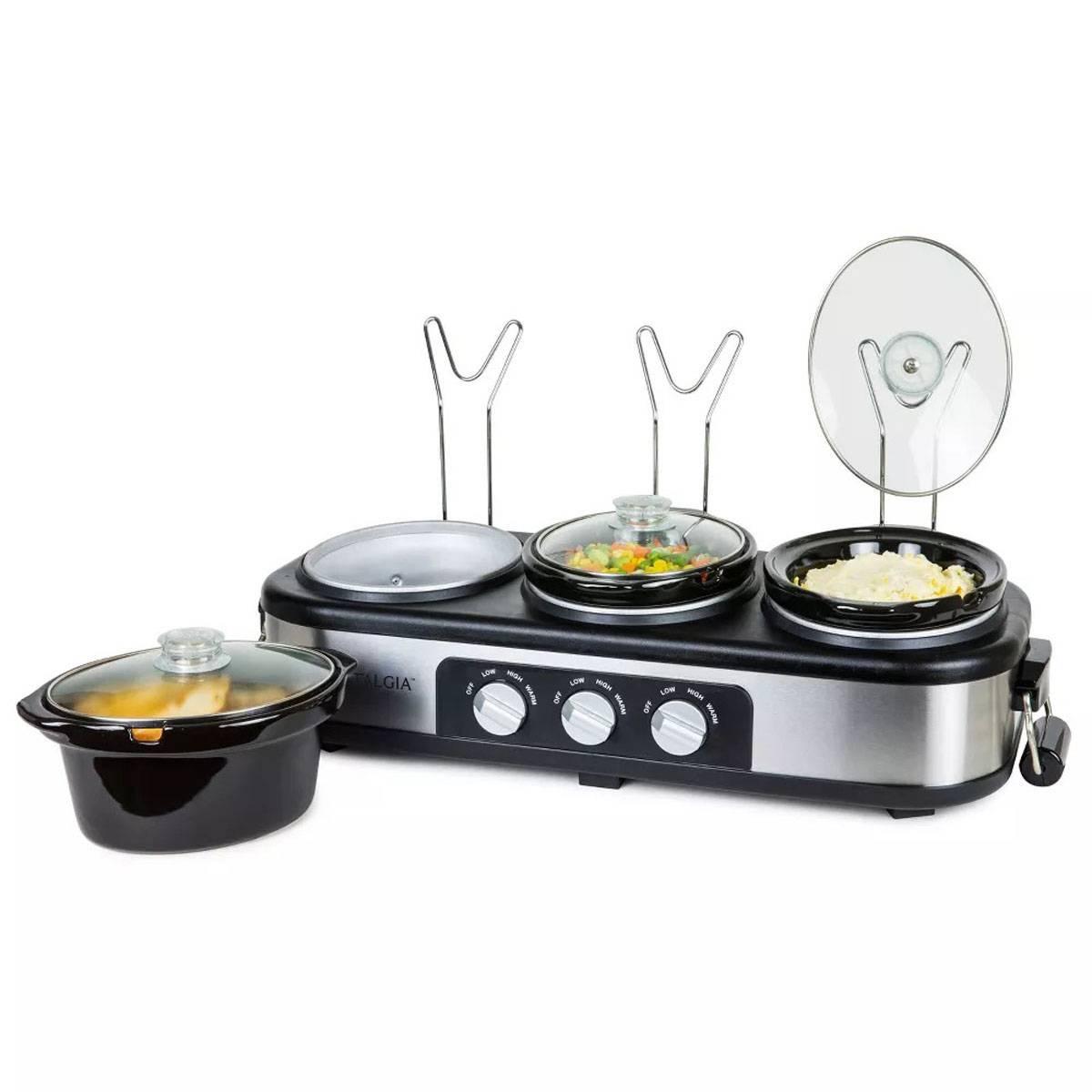 Click here for Nostalgia 1.5.Qt Oval Triple Slow Cooker prices