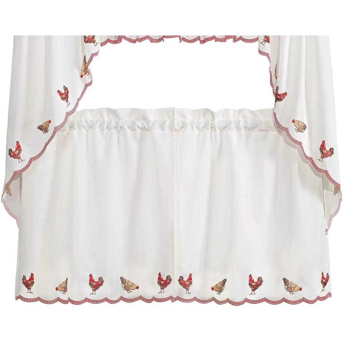 Click here for Roosters Embroidered Tier Curtains prices