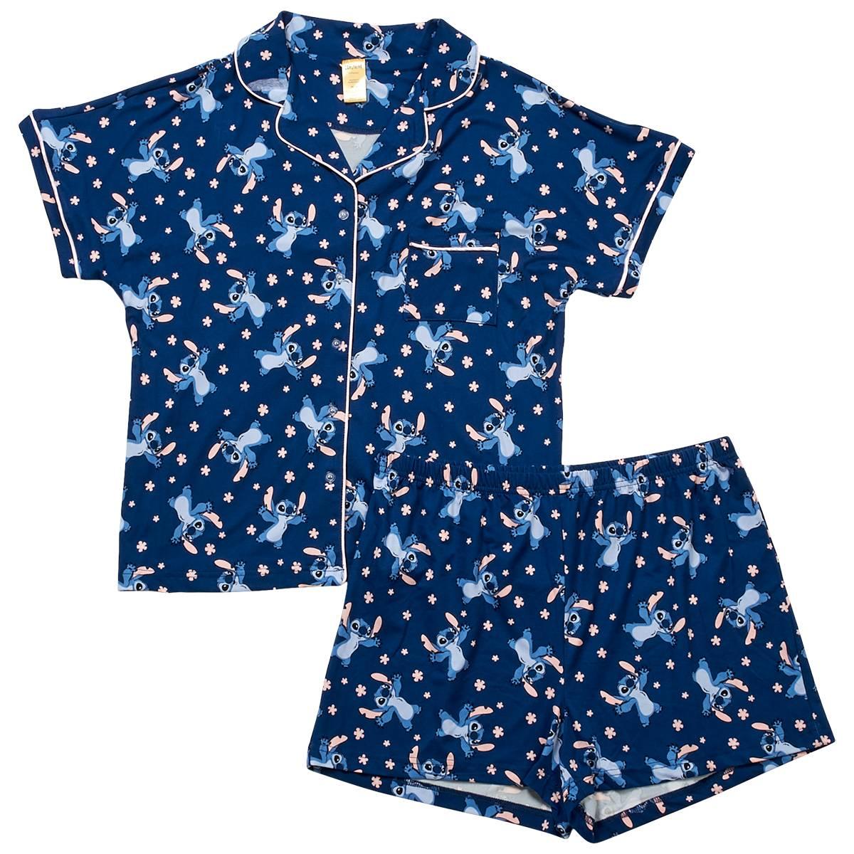 Click here for Juniors Stitch Short Sleeve Flower Pajama Set prices