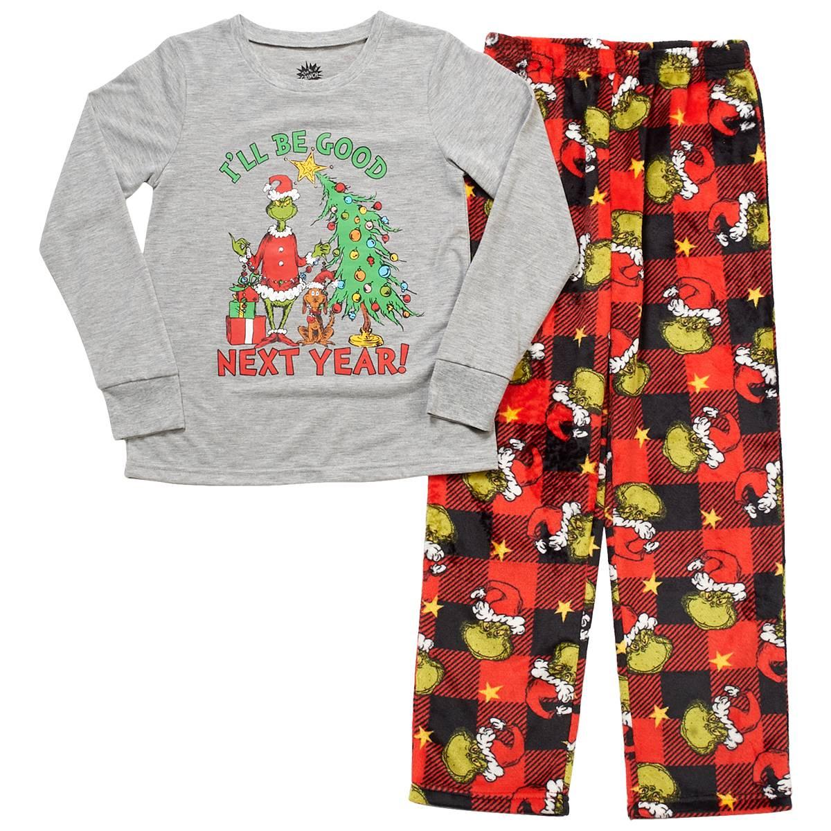 Click here for Kids Holiday Traditions Grinch Plaid Pajama Set prices