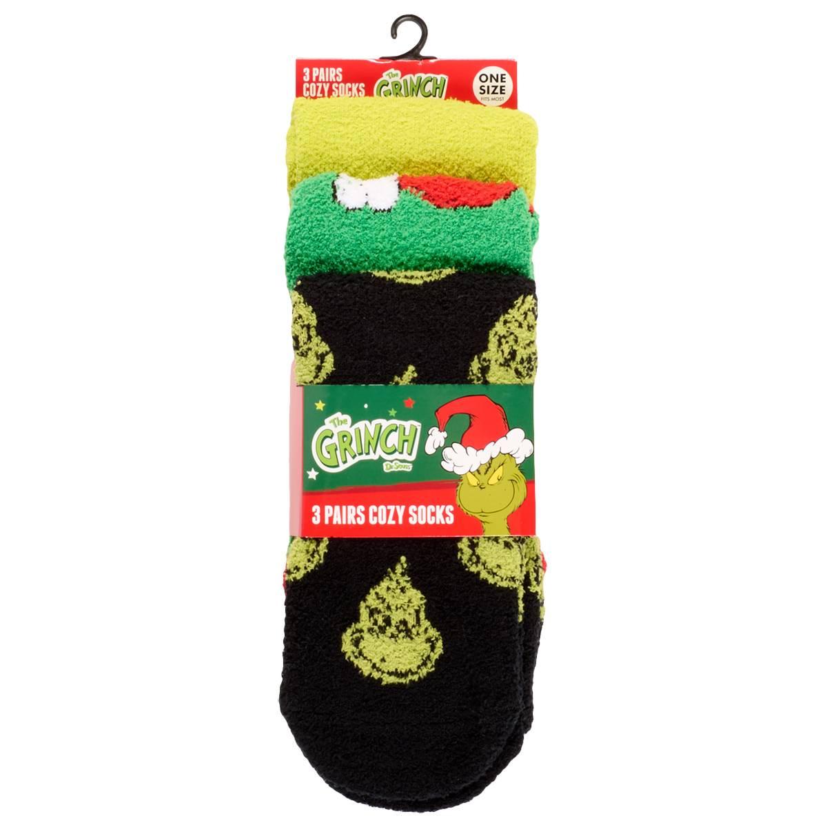 Click here for Womens Holiday Traditions Grinch Face Cozy 3pk. So... prices