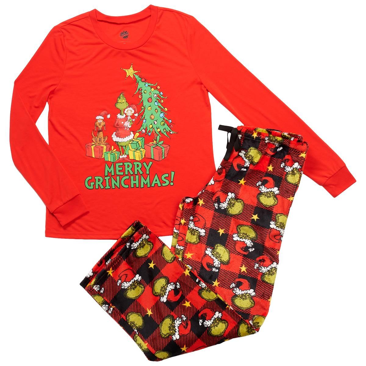 Click here for Womens Holiday Traditions Grinch Plaid Pajama Set prices