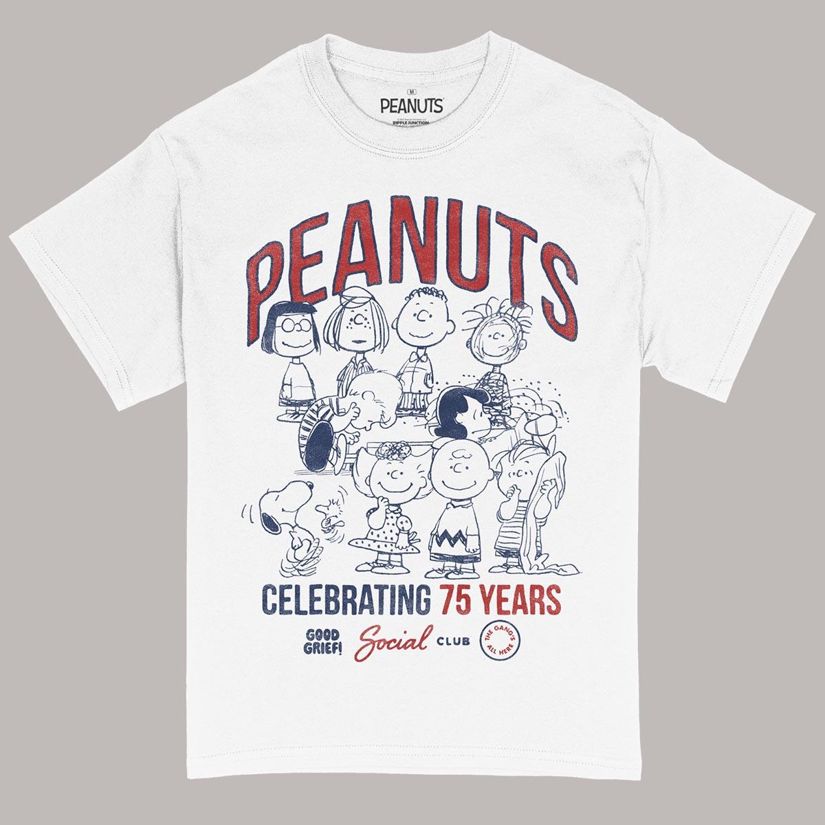 Click here for Young Mens Peanuts Group 75 Years Graphic Tee prices