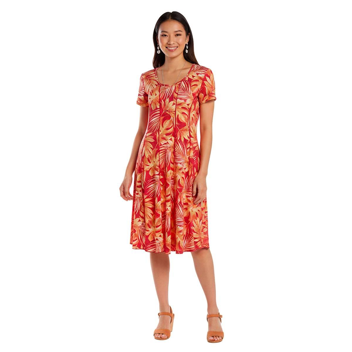 Click here for Womens Sami & Jo Short Sleeve Seam Tropical Leaf A... prices