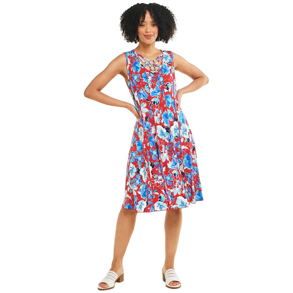 Click here for Plus Size Sami & Jo 2 Ring Neck Floral A-Line Dres... prices