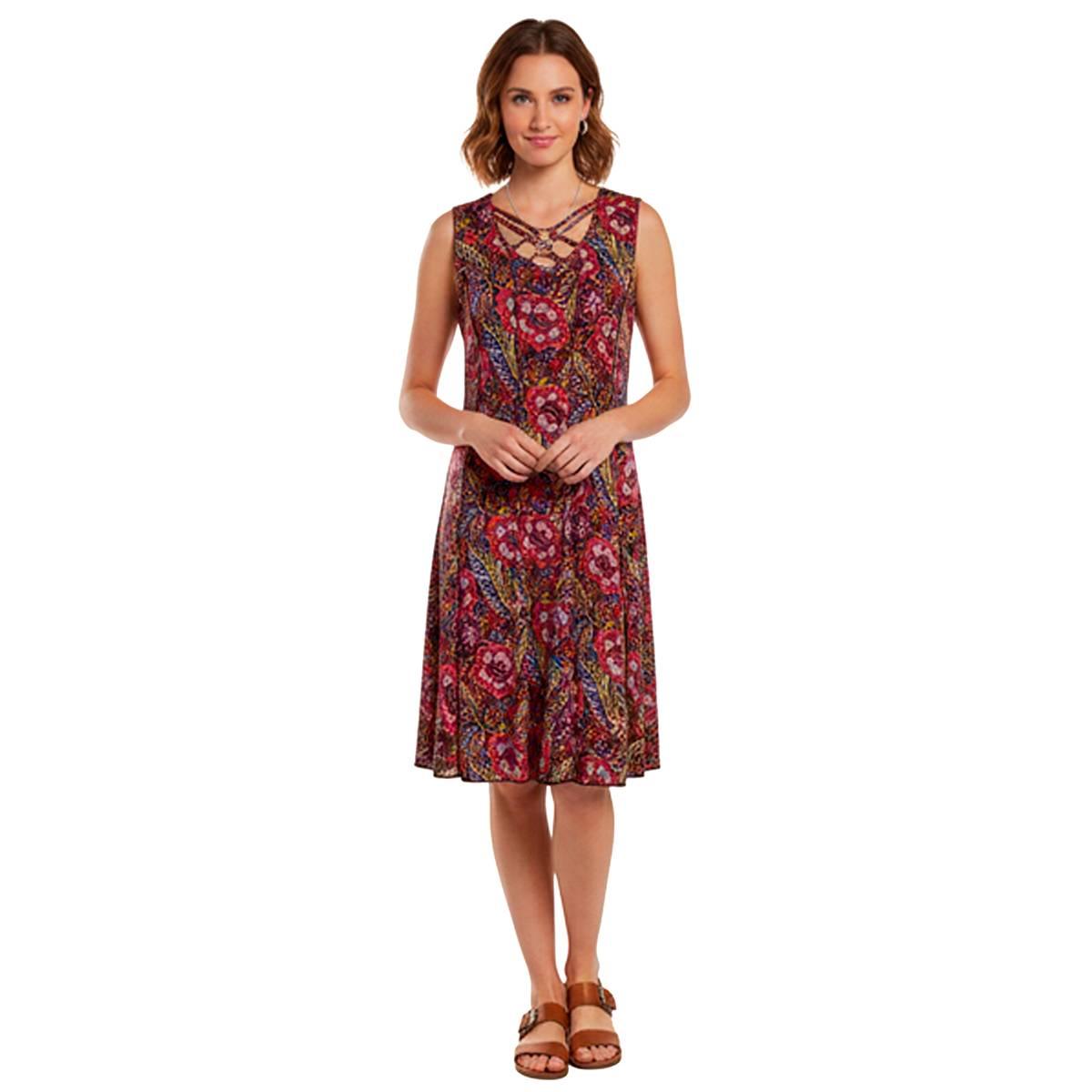 Click here for Womens Sami & Jo Sleeveless Floral Criss Cross Nec... prices
