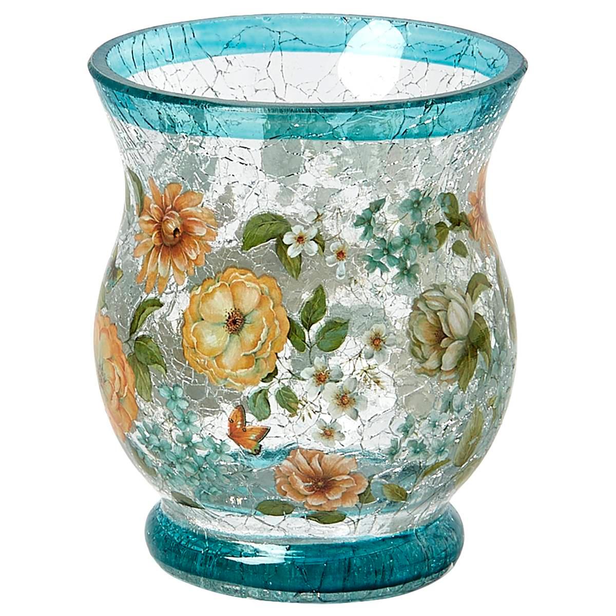 Click here for Transpac Blue Multi-Flower Crackle Votive Candle H... prices
