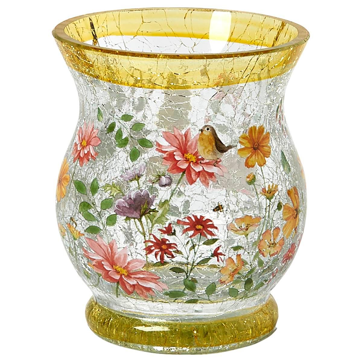 Click here for Transpac Yellow Summer Flower Crackle Votive Holde... prices