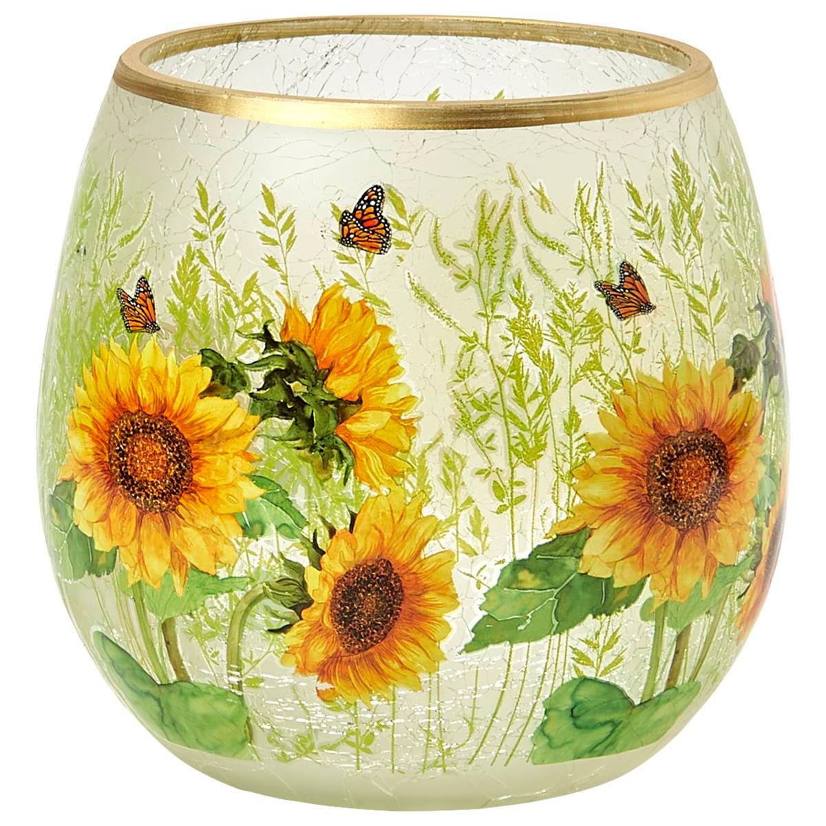 Click here for Transpac Sunflower Crackle Candle Holder prices