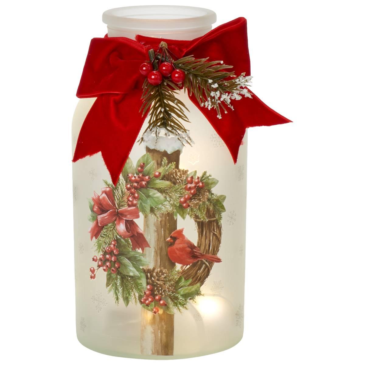 Click here for Transpac Red Cardinal Wreath LED Jar prices