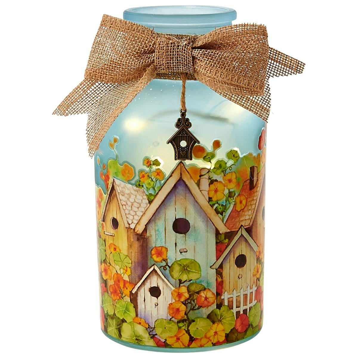 Click here for Transpac Yellow Flower Birdhouse LED Lantern prices